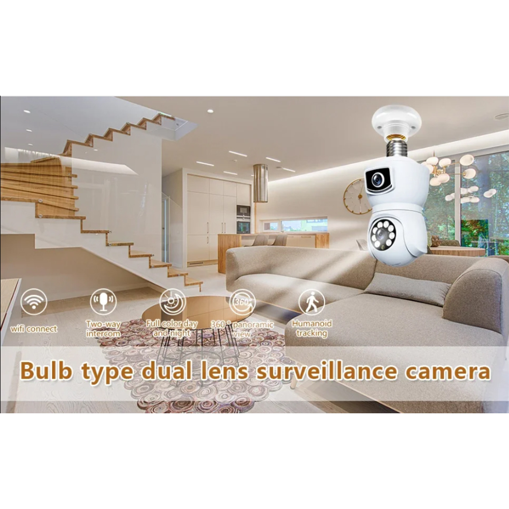 Jual Kamera CCTV Bohlam Dual Lens WiFi IP Camera E27 1080P cctv wifi ...