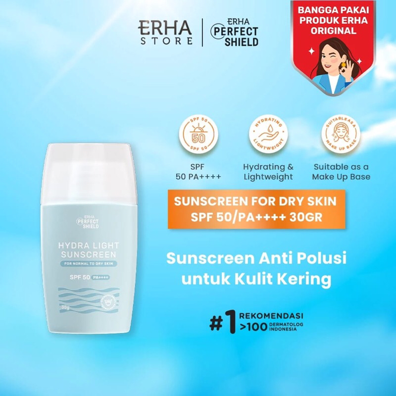 Jual ERHA Perfect Shield Hydra Light Sunscreen SPF 50/PA++++ Sunscreen ...