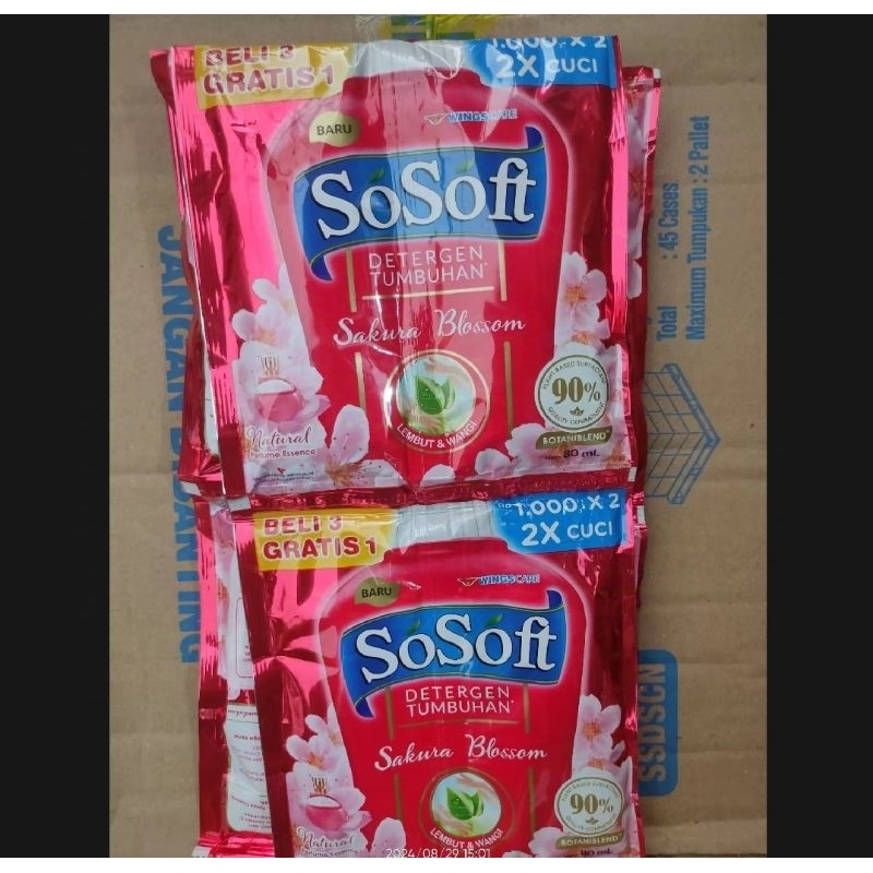 Jual Deterjen Cair SoSoft 1000 an 1renteng isi 8 | Shopee Indonesia