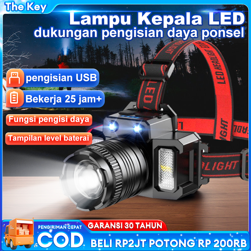 Jual 【Harga Terendah】Senter Kepala Super Terang 5000 Lumen Pengisian Usb-C 5 Mode Cahaya Lampu ...