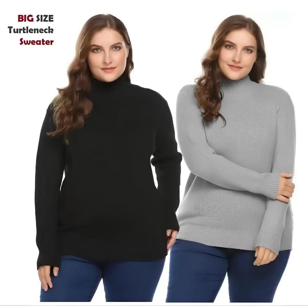 Jual TURTLENECK WANITA JUMBO / KAOS RAJUT RIB TURTLENECK LENGAN PANJANG ...