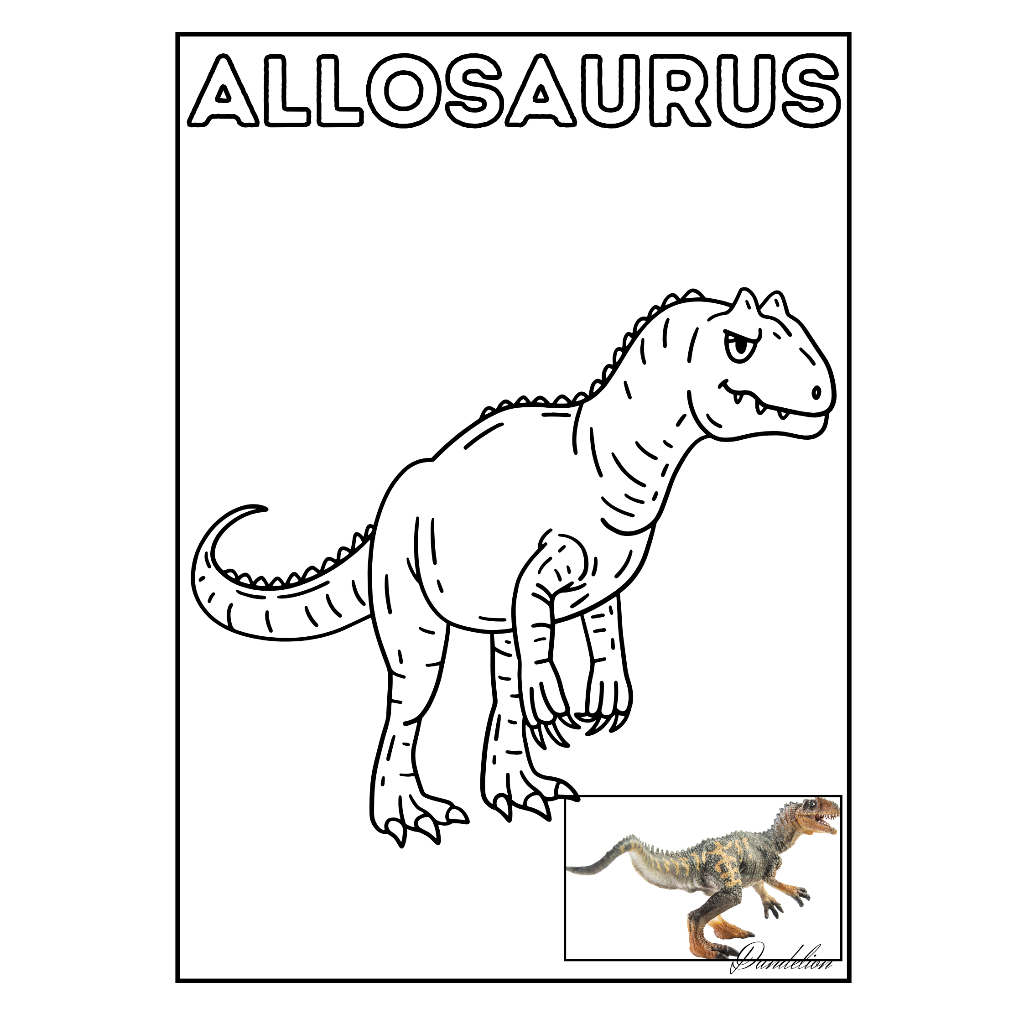 Jual Kertas Mewarnai Dinosaurus: Allosaurus, Amygdalodon, Apatosaurus ...