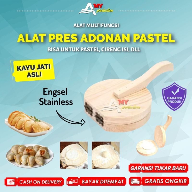 Jual Dumpling kayu Jati Cetakan press adonan pastel bulat kotak penekan ...