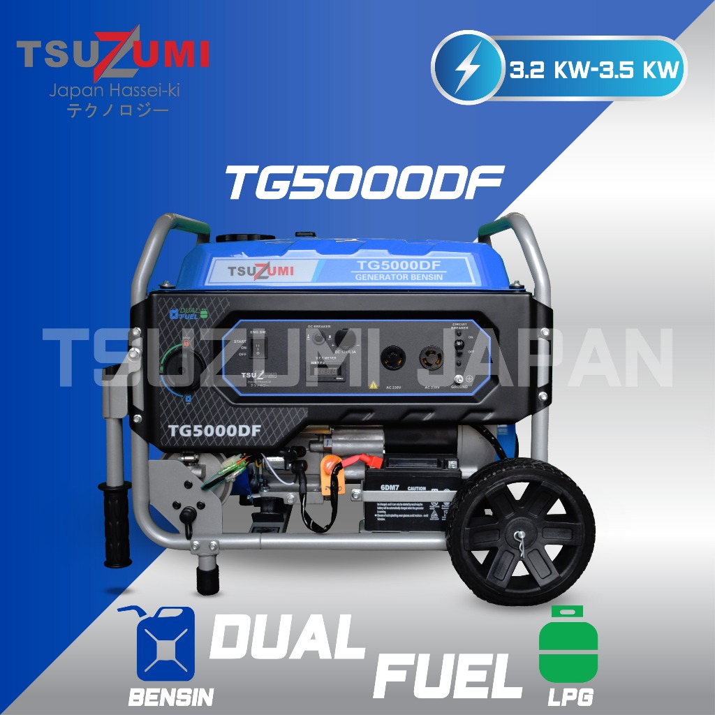 Jual Genset 3000 Watt Dual Fuel LPG & Bensin TG 5000 DF Japan Technology / Genset Portable ...