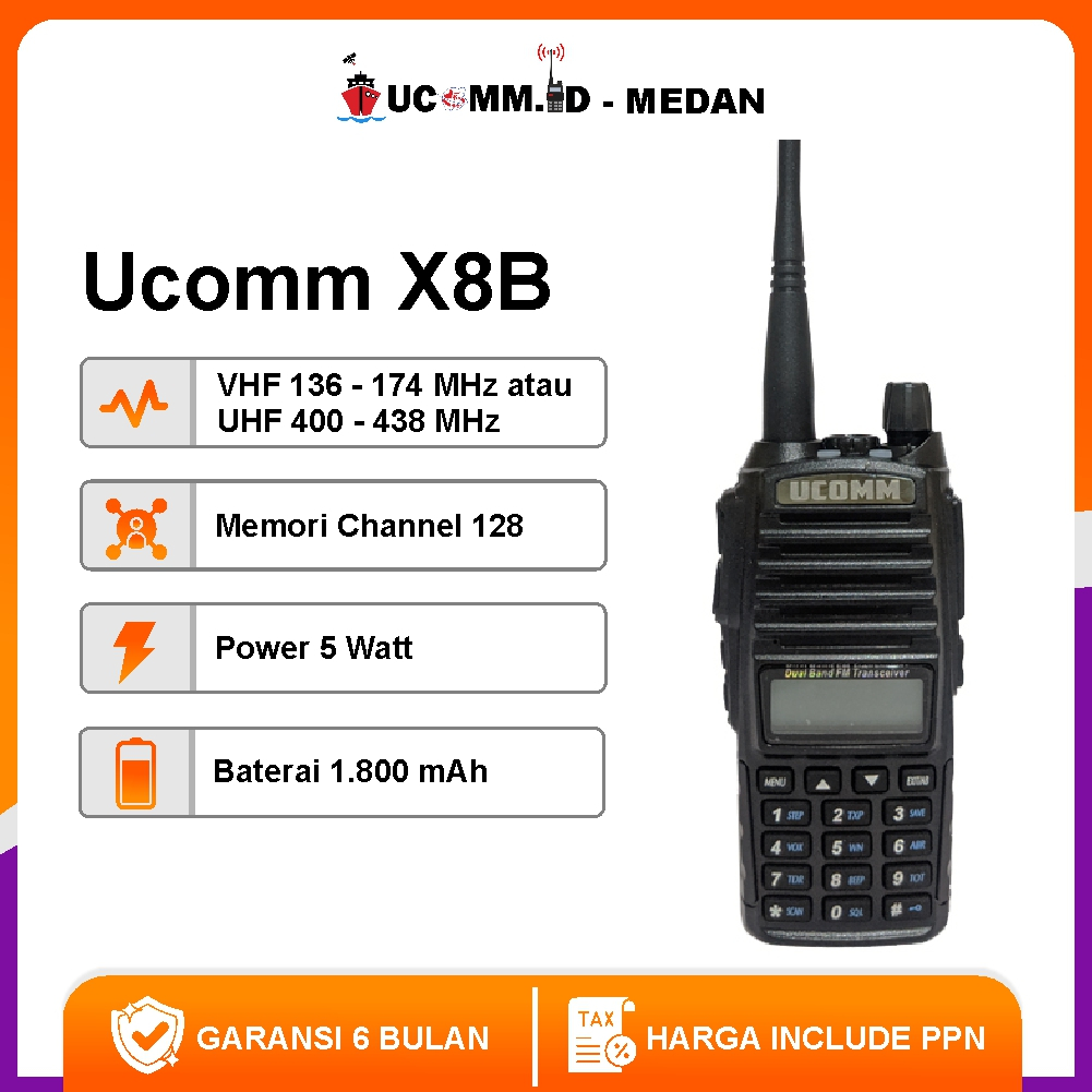 Jual Ucomm X8B X8 HT Dualband VHF UHF 400 Mhz Garansi Resmi | Shopee ...