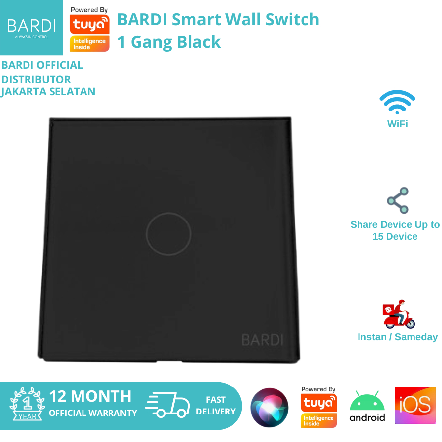 Jual Bardi Smart Wall Switch Saklar Pintar Touch WiFi Smart Home EU 1 ...