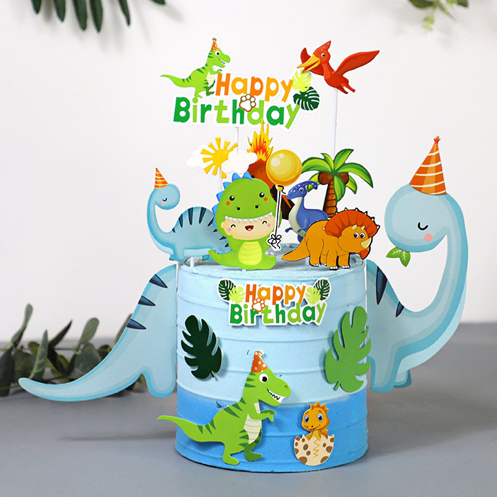 Jual Cake Topper Tema Dinosaurus / Dekorasi Cake Dino Karton Ekonomis ...