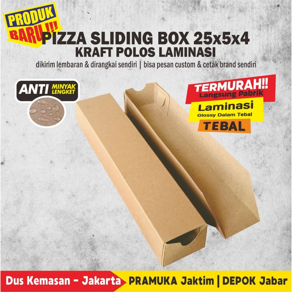 Jual PIZZA SLIDING BOX UK 25 KRAFT POLOS LAMINASI | Shopee Indonesia