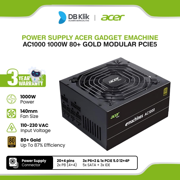 Jual Acer Power Supply Emachine Gadget Ac1000 1000W 80+ Gold Modular ...