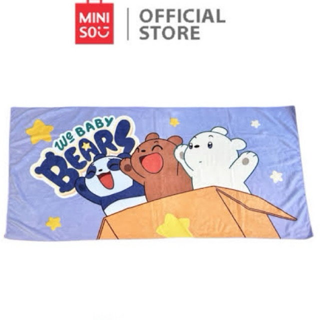 Jual Miniso We Bare Bears Collection Coral Fleece Bath Towel / miniso ...
