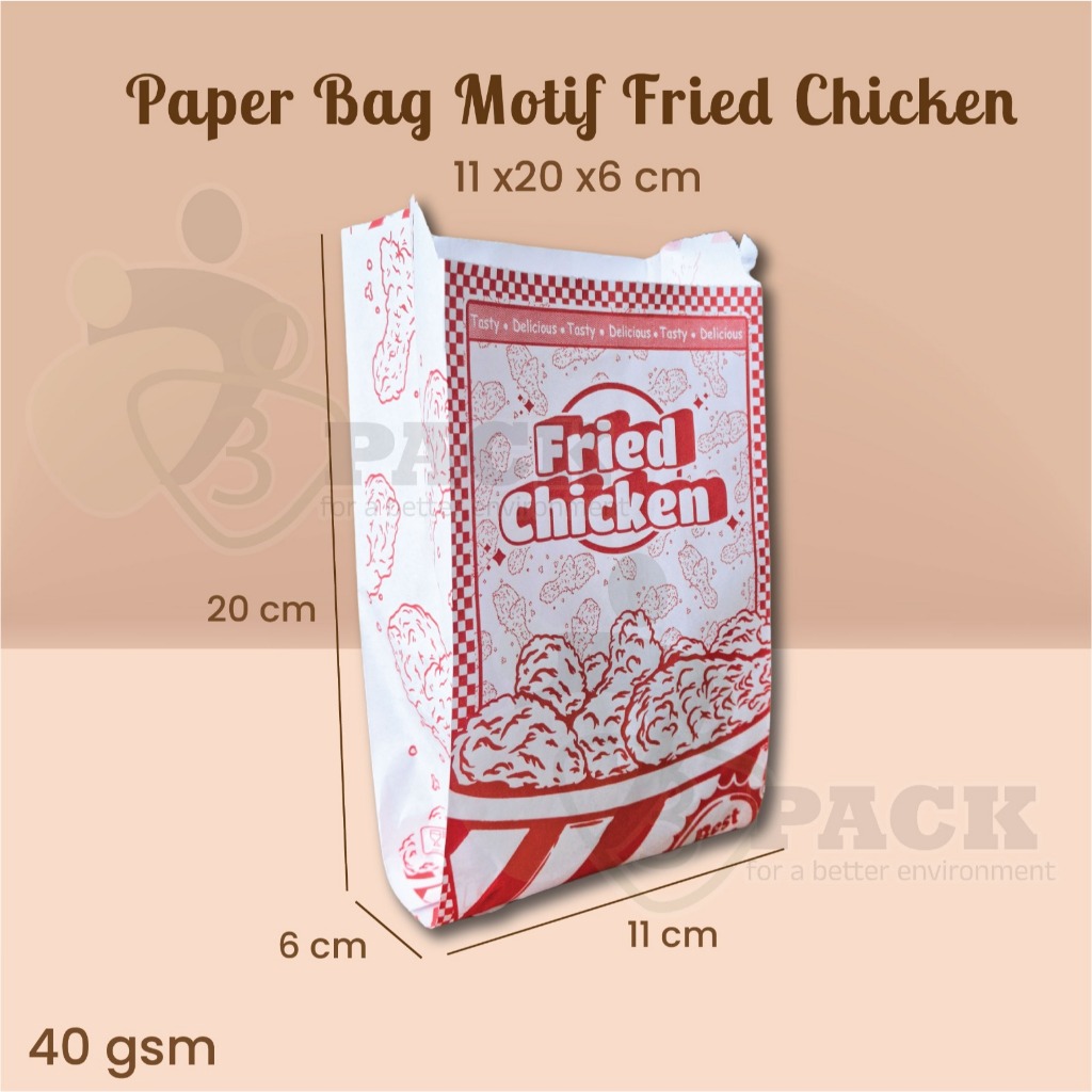 Jual Paper Bag motif fried chicken,kemasan Roti motif beakery | Shopee ...
