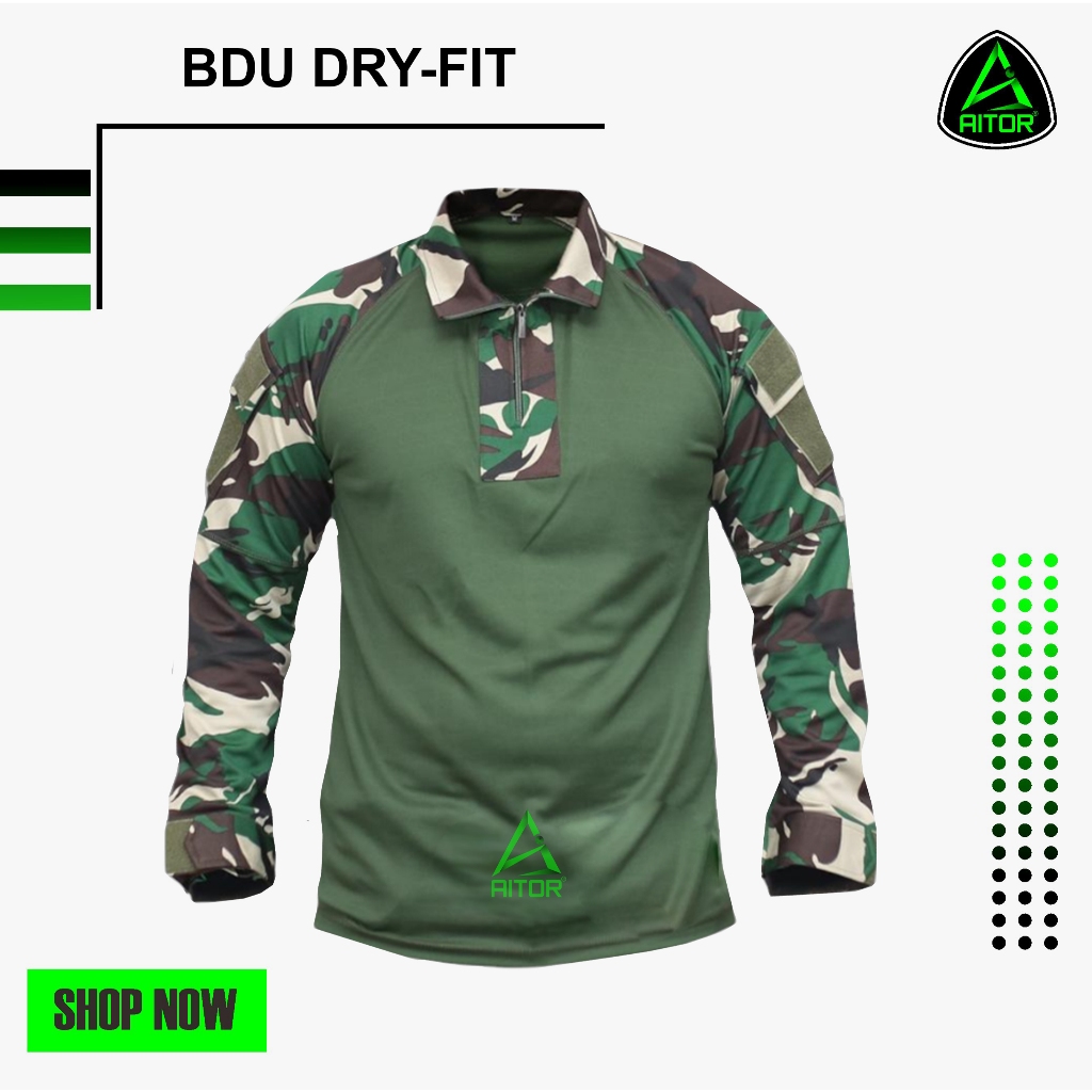 Jual AITOR Kaos BDU Drifit Tactical Jersey Dryfit Kombinasi Loreng lengan panjang | Shopee Indonesia