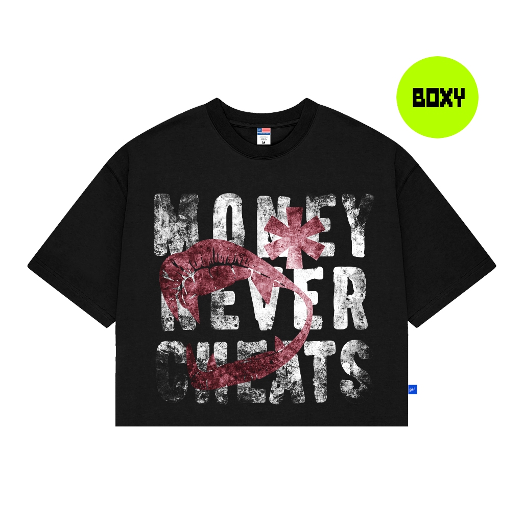 Jual iiih - Tshirt Boxy Oversize Money Never Cheats Kaos Hitam Pria Wanita | Shopee Indonesia