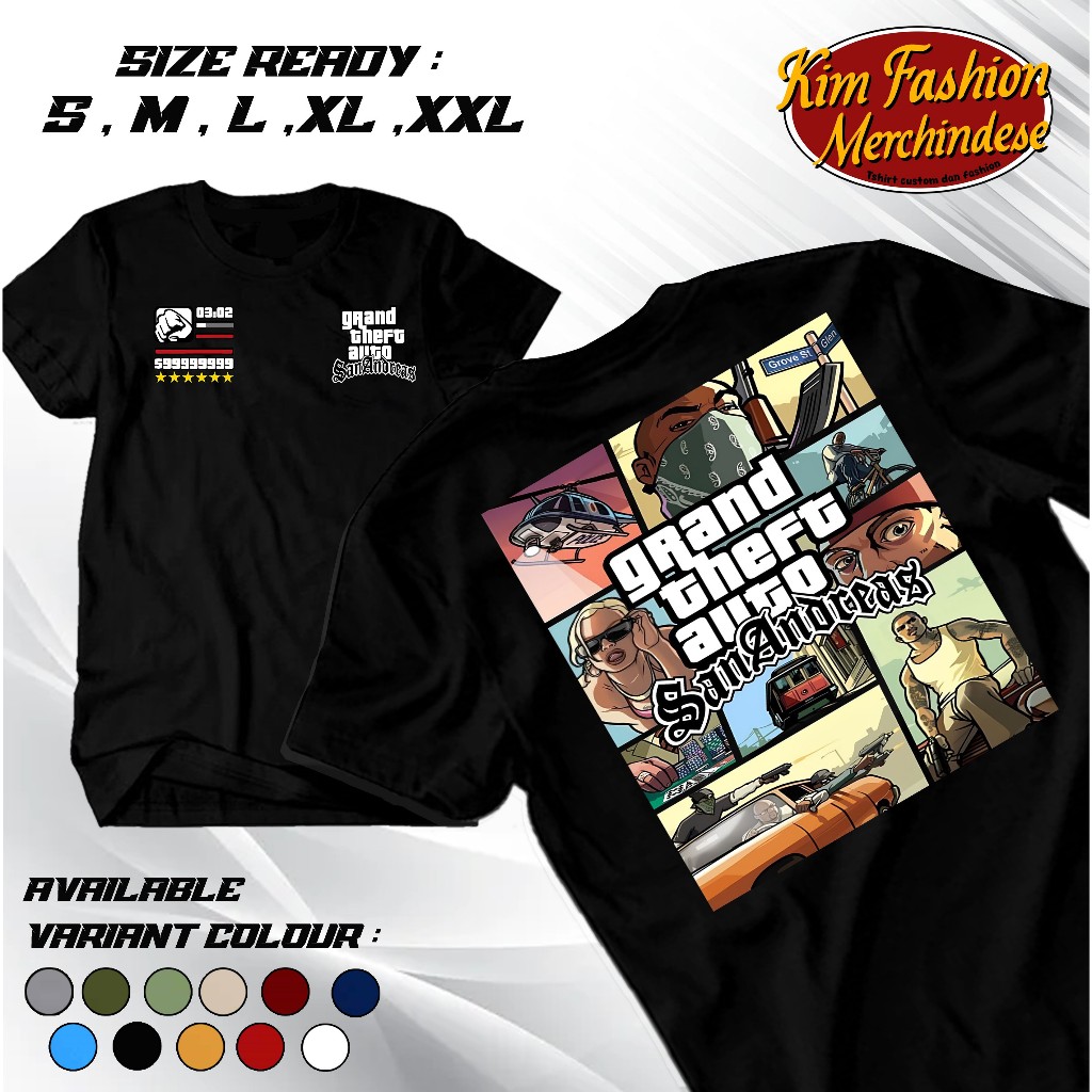 Jual KIMFASHION988-KAOS GTA SAN ANDREAS-BAJU DISTRO GAMING GAMERS GAME ...
