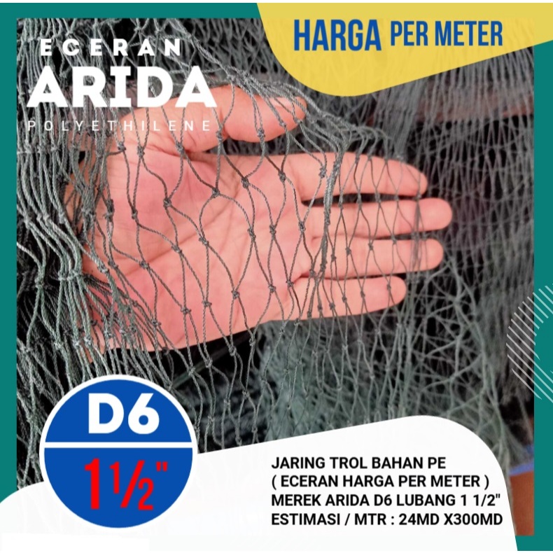 Jual Jaring Trol Trawl D6/ 1 1/2" 300MD PE ARIDA ECERAN HARGA PER METER ...
