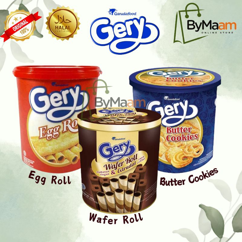 Jual GERY Egg Roll 210g, Wafer Roll Cokelat 350g, Butter Cookies 300g ...