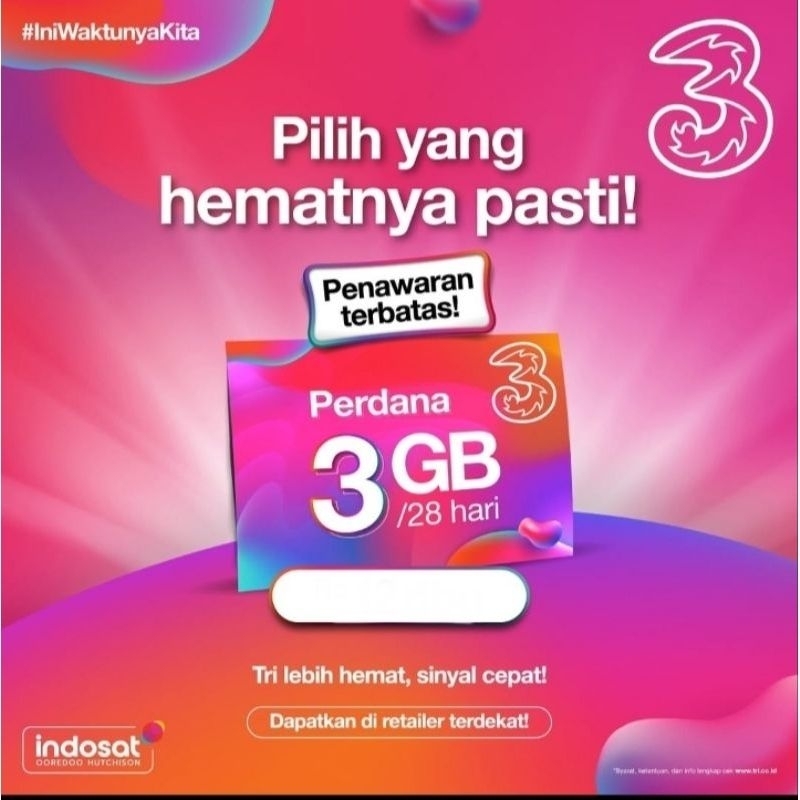 Jual Kartu Perdana Tri Happy 3GB Nasional Segel GROSIR | Shopee Indonesia
