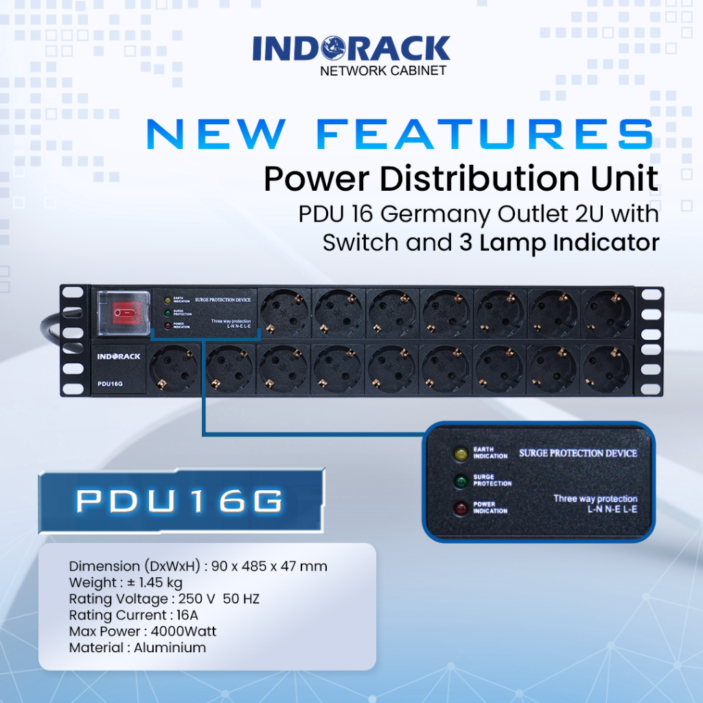 Jual PDU16G NEW 3 LAMPU PDU INDORACK 16 OUTLET 16A GERMANY POWER ...