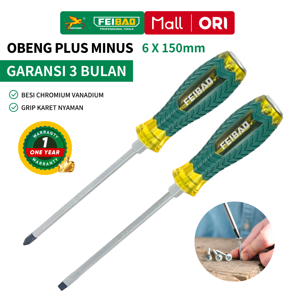 Jual Feibao Obeng Plus Minus 6 X 150mm / Alat Perkakas / Dan Gagang ...