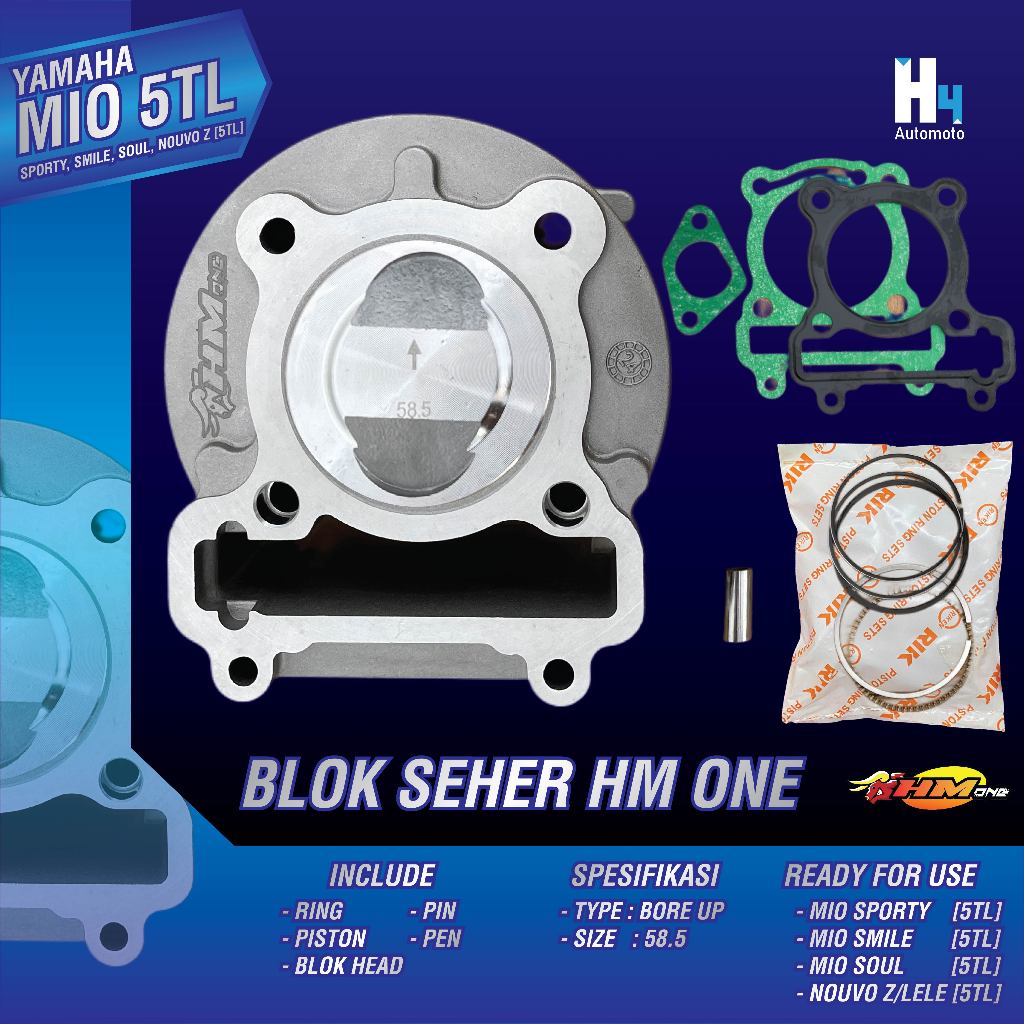 Jual Blok Seher Boring Bore Up Mio Mio Soul Nouvo 54.5mm 58.5mm Racing Piston Ring Cylinder Set ...