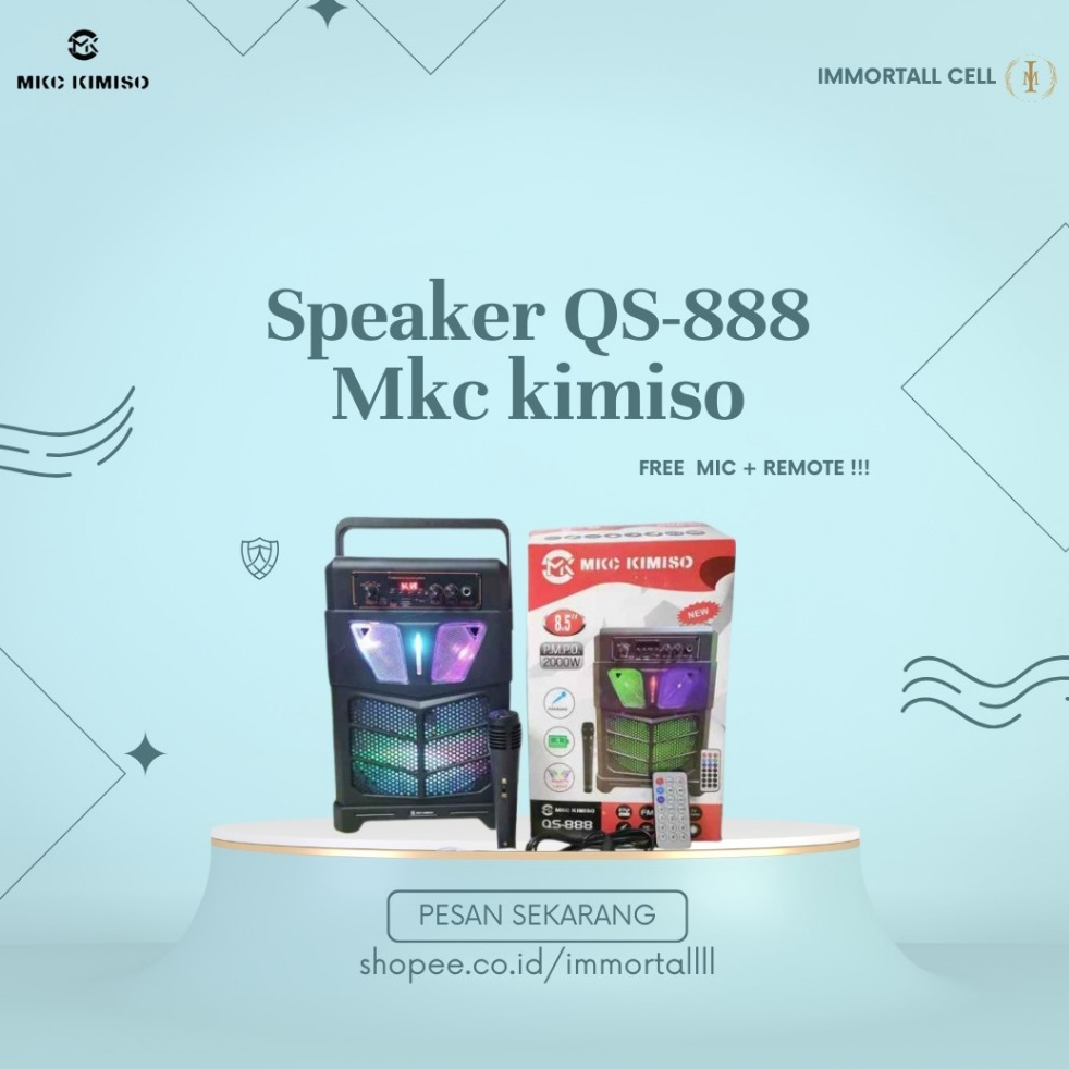 Jual Speaker bluetooth portable QS-888 8,5inch free mic, IMMORTALL CELL | Shopee Indonesia