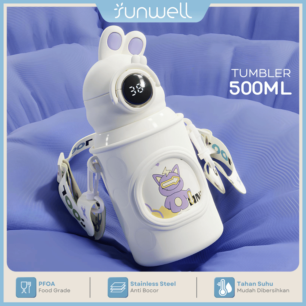 Jual FUNNYCOOK Tumbler Anak Stainless Steel 316 Dengan Pengukur Suhu Botol Minum Tahan Panas dan ...