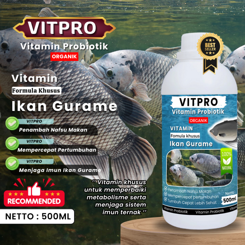 Jual VITPRO IKAN GURAME Vitamin Ikan gurame, vitamin probiotik ikan gurame Cepat Besar, Penambah ...