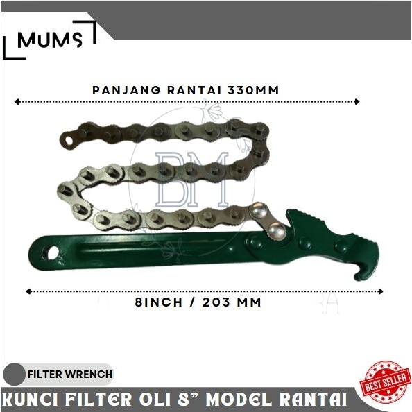 Jual Kunci Pembuka Oil Filter Wrench Belt Besi 8 Inch Oli Sabuk Rantai ...