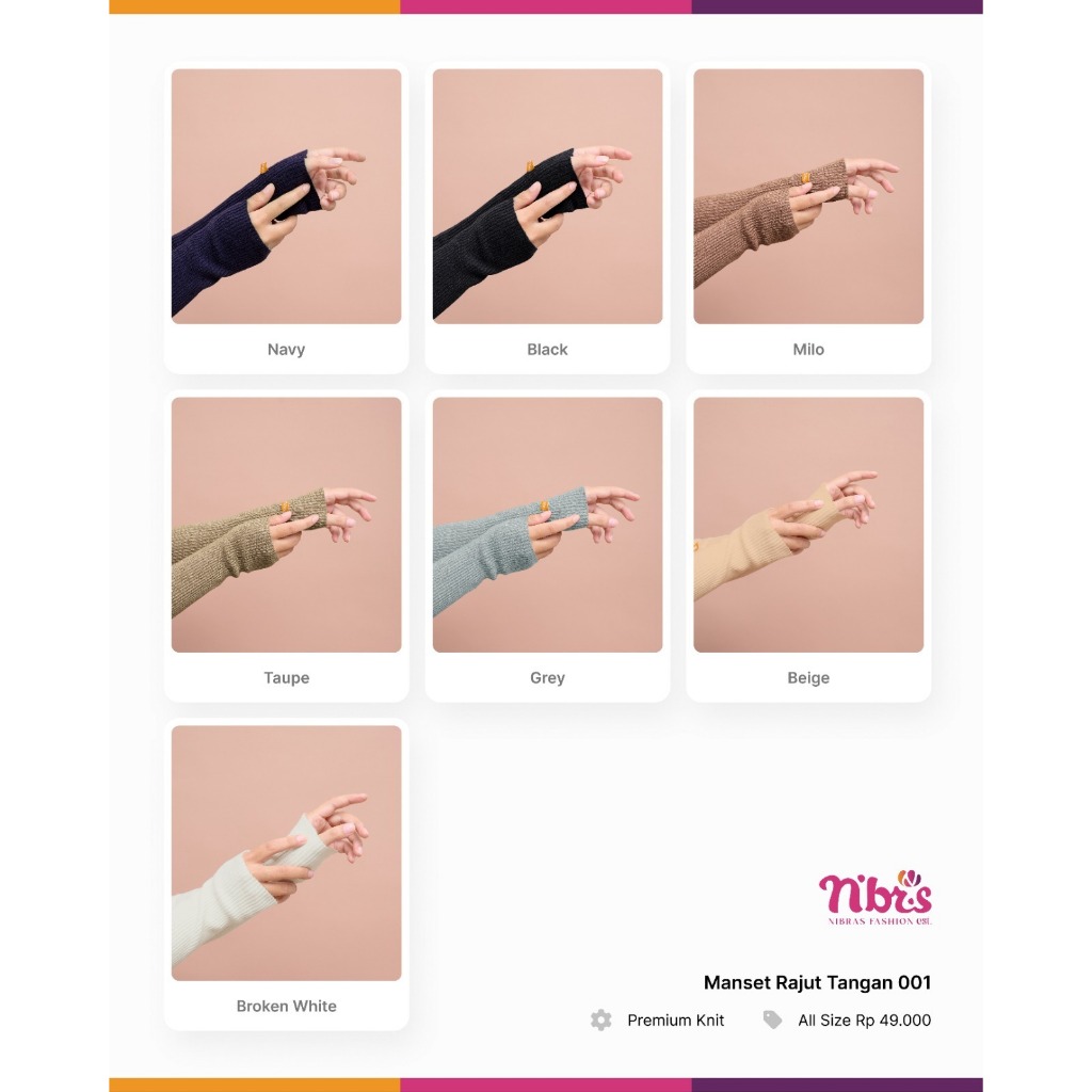 Jual Nibras Manset Rajut Tangan Polos Manset Rajut Jempol NBRS | Shopee ...