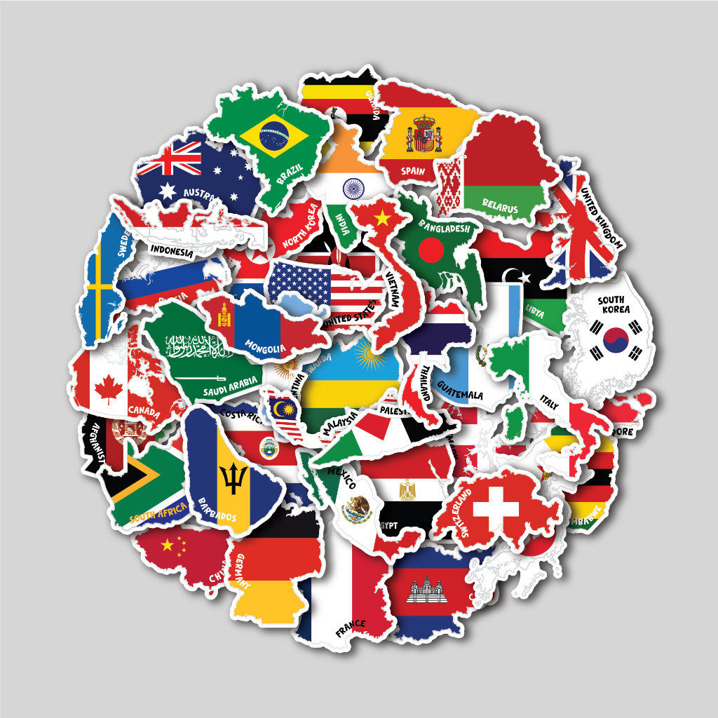 Jual STICKER PACK WORLD MAP FLAG 1 | STICKER TUMBLER | STIKER LAPTOP ...