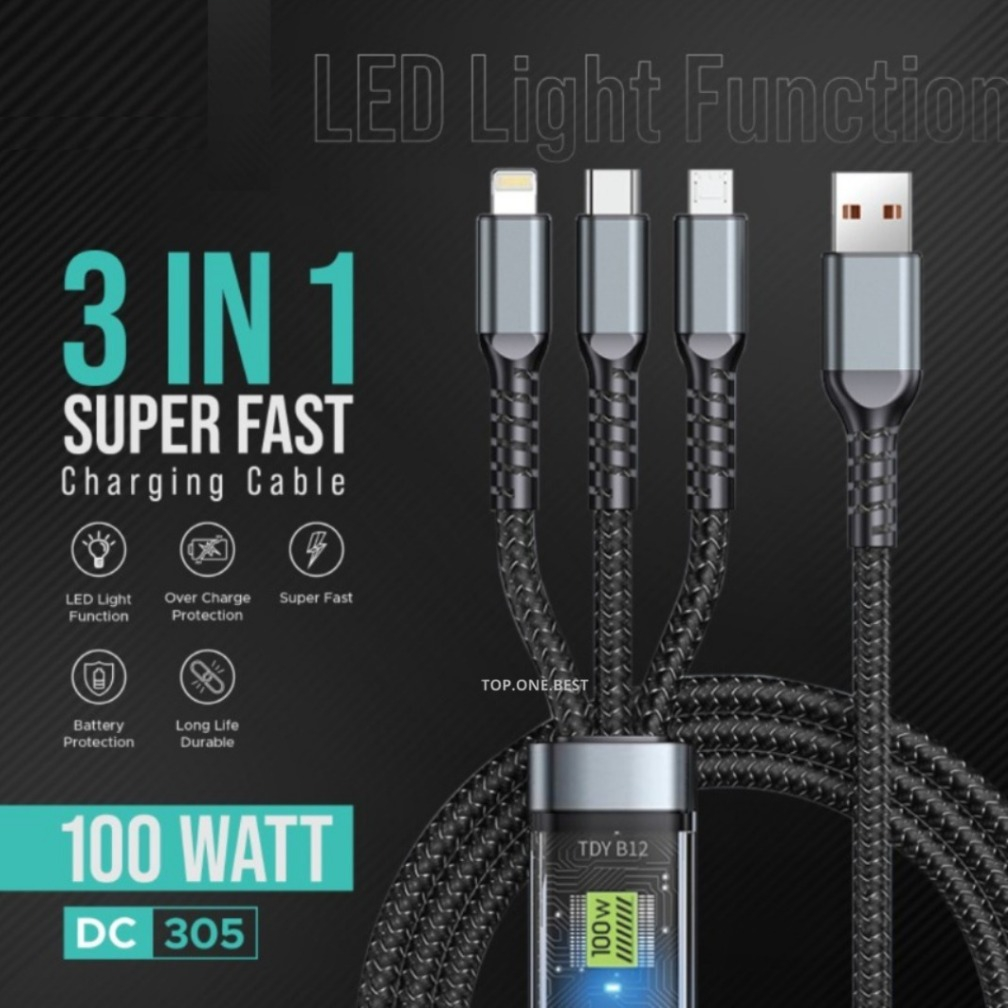 Jual Kabel Data 100W Super Fast Charging 3IN1 USB To Micro, Type C ...