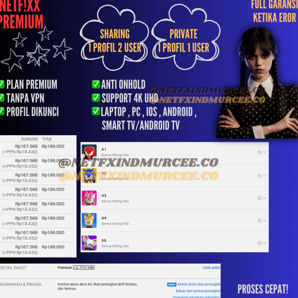Jual Harga Murah FULL GARANSI NETFLIXX NETTFXX NETPLIK SHARING PRIVATE PROFILE 4K ULTRA HD 1 ...