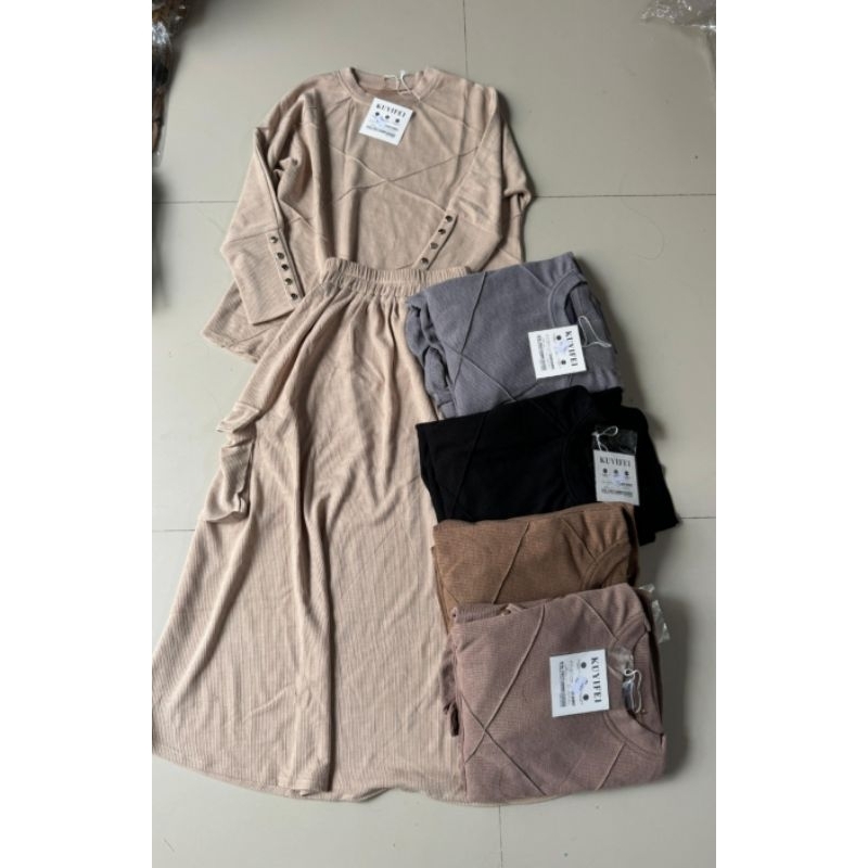 Jual one set rok knit bkk premium new model | Shopee Indonesia