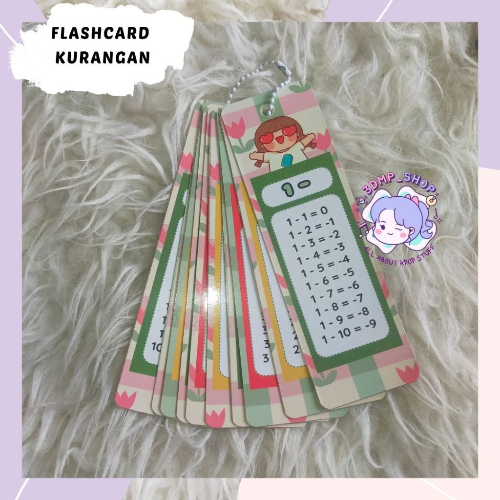 Jual Kartu Tabel Kurangan Flash Card 1-10 Custom Nama Alat Bantu ...
