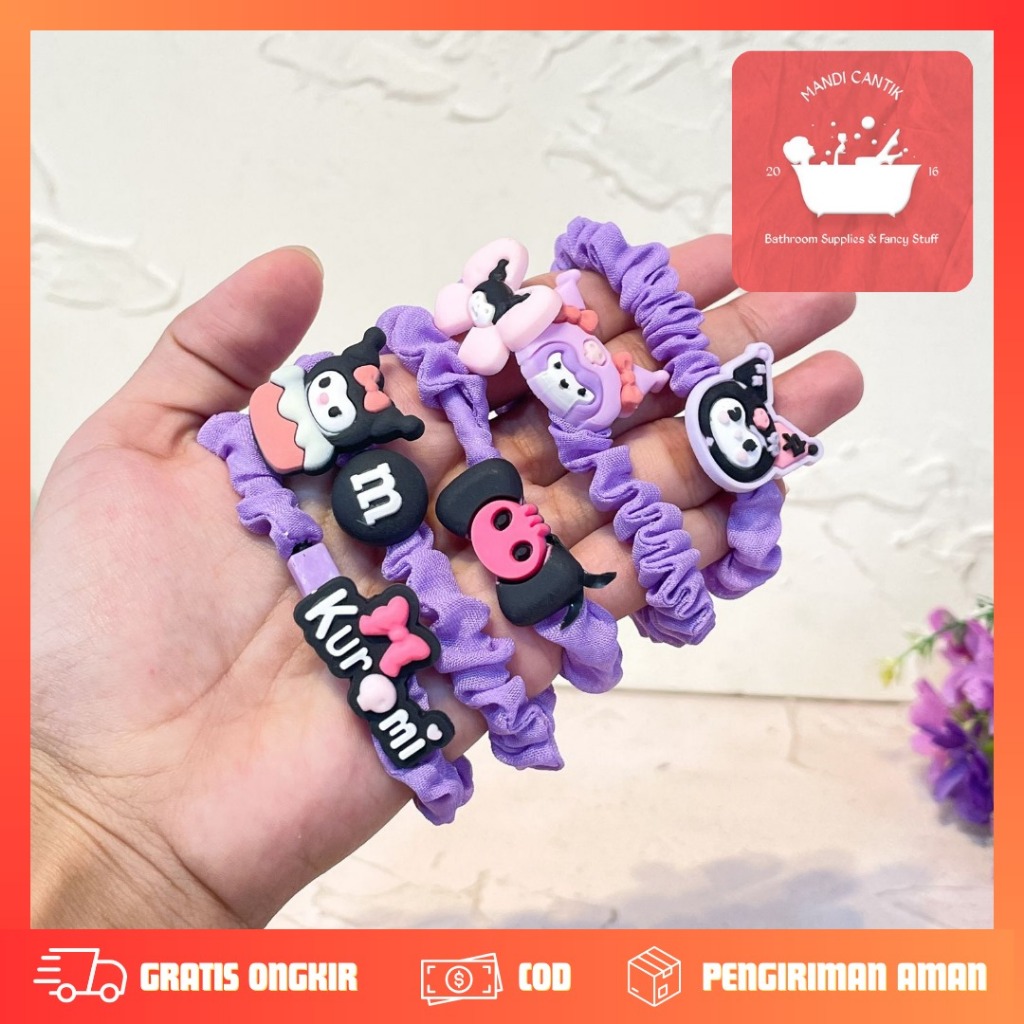 Jual Kunciran 1 set isi 5 pcs Kuromi / Scrunchie sanrio kuromi ungu ...