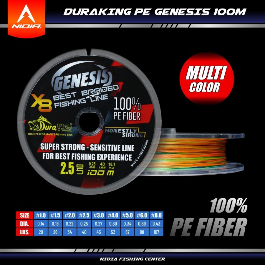 Jual PE Duraking Genesis 100M X8 dan X12 Multi Color Super Strong ...