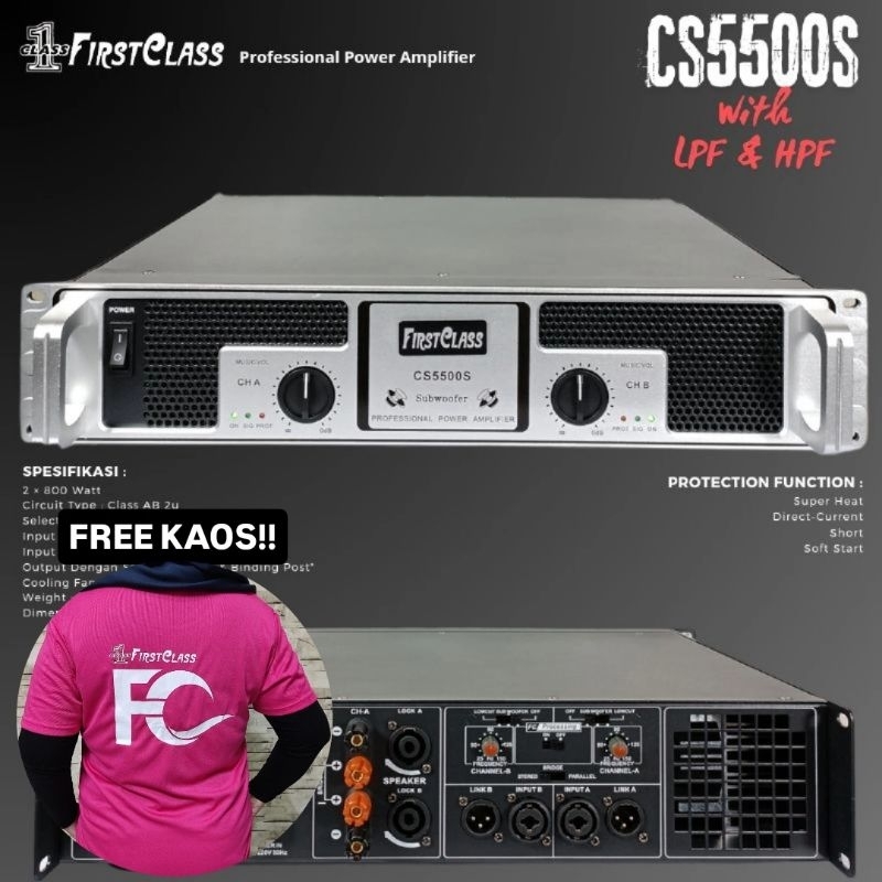Jual Firstclass CS 5500S | Power Amplifier 2 Channel With Crossover 5500s (FREE kaos) | Shopee ...