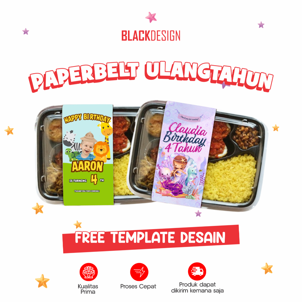 Jual Cetak Label Bento Ulang Tahun Paper Belt Ulang Tahun Birthday Anak ...