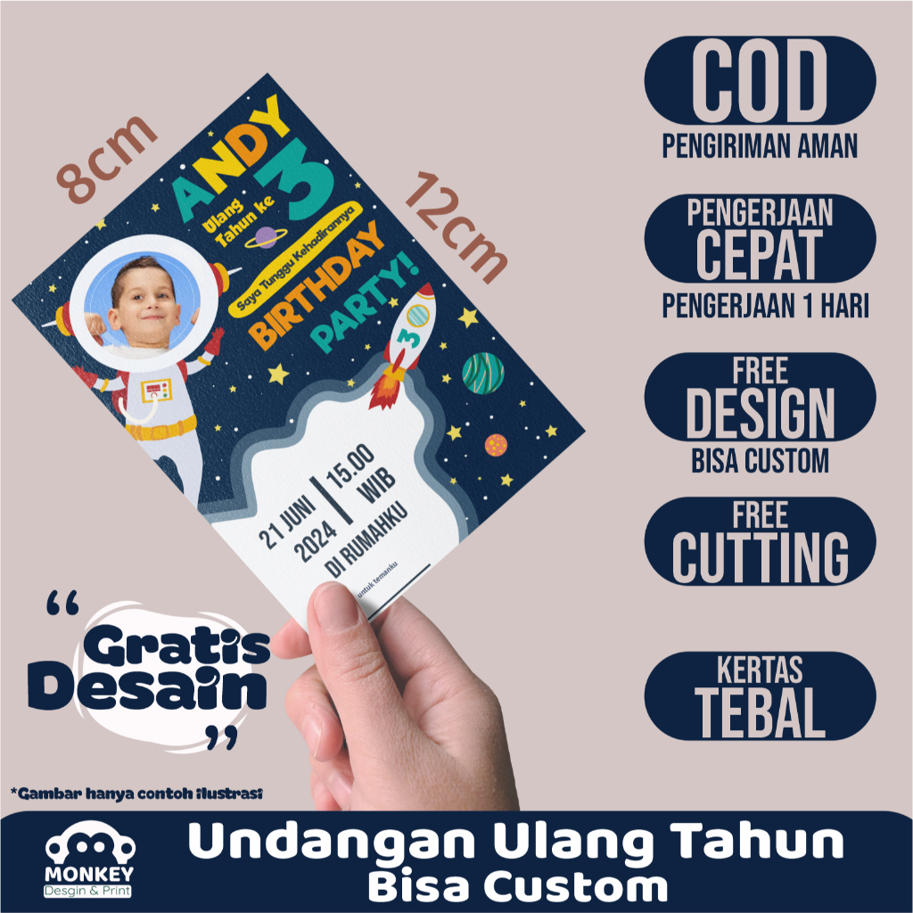 Jual UNDANGAN ULANG TAHUN ANAK INVITE CARD BITRTHDAY PARTY COWOK BISA ...