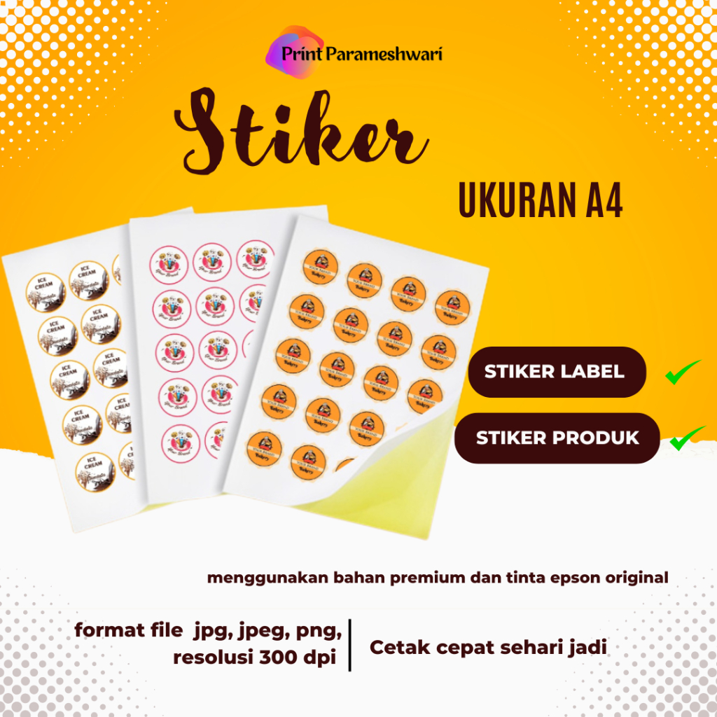 Jual CETAK STIKER MURAH A4 STIKER / STIKER MAKANAN /LABEL BAJU/ STIKER ...