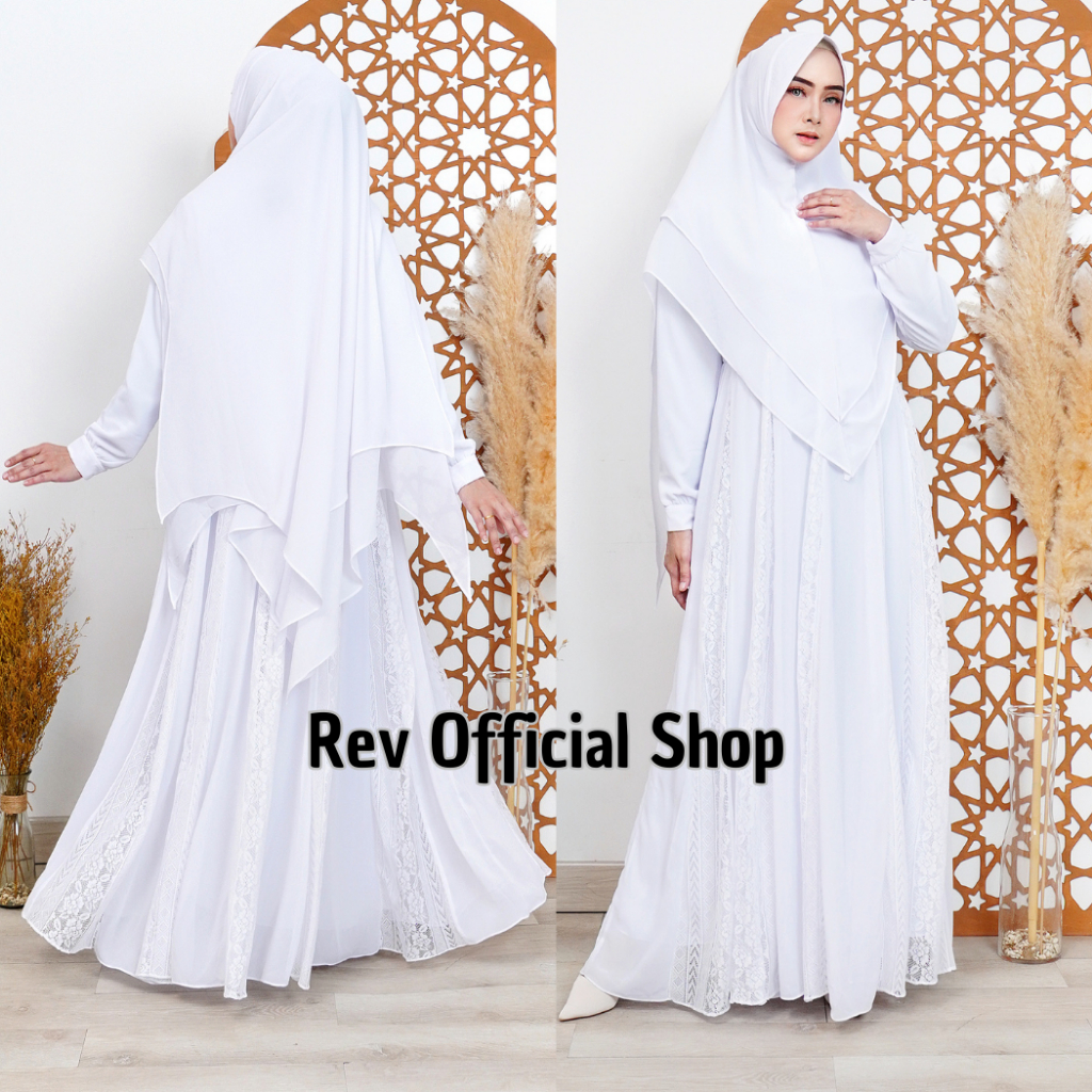 Jual Rev Gamis Syari Busana Haji dan Umroh Wanita Putih Model Pecah ...