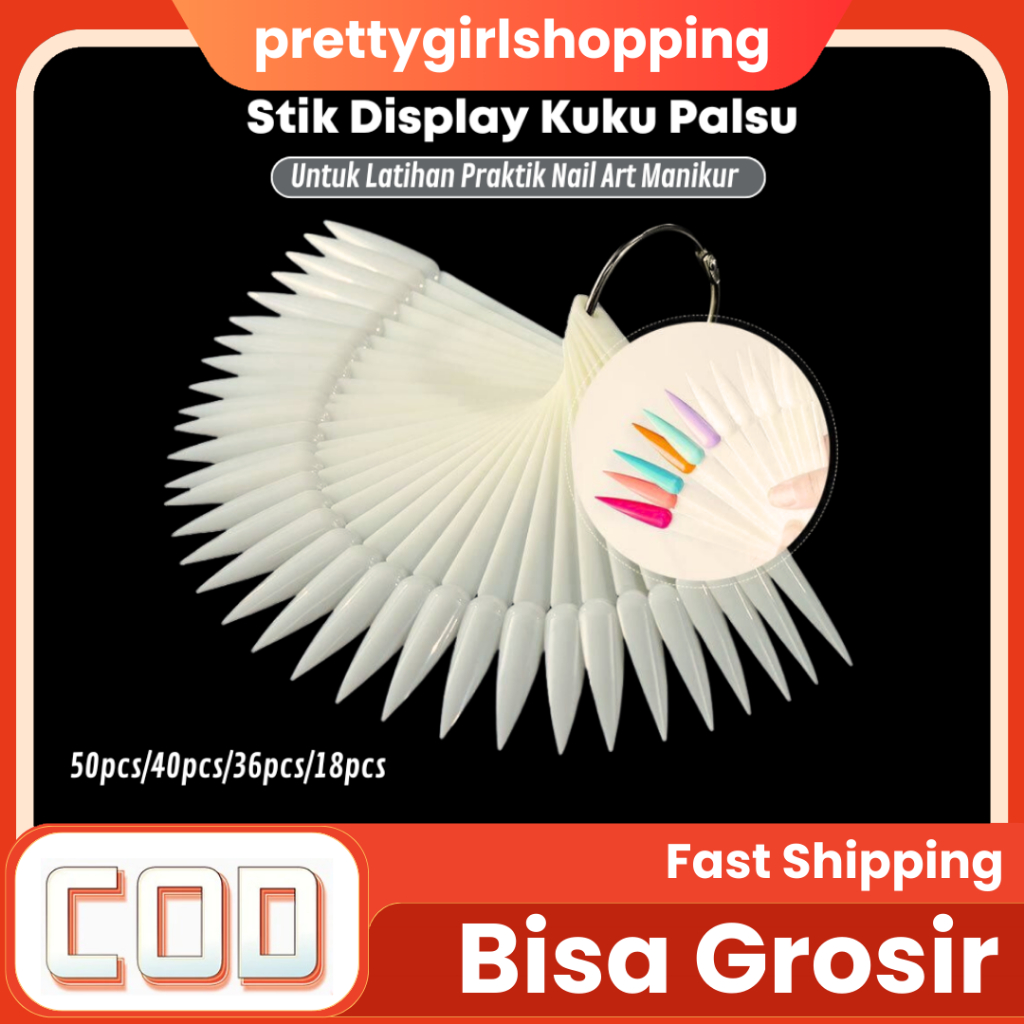 Jual Pretty 50pcs/40pcs/20pcs Stik Display Kuku Palsu Bentuk Kipas ...