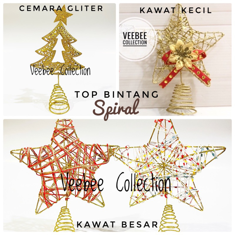 Jual Topper Bintang Spiral pohon natal/ ujung bintang pohon natal/top ...