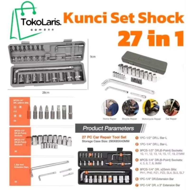Jual Kunci Sock 27 IN 1/Kunci Sock Set Repair Tools Wrench 27pcs ...