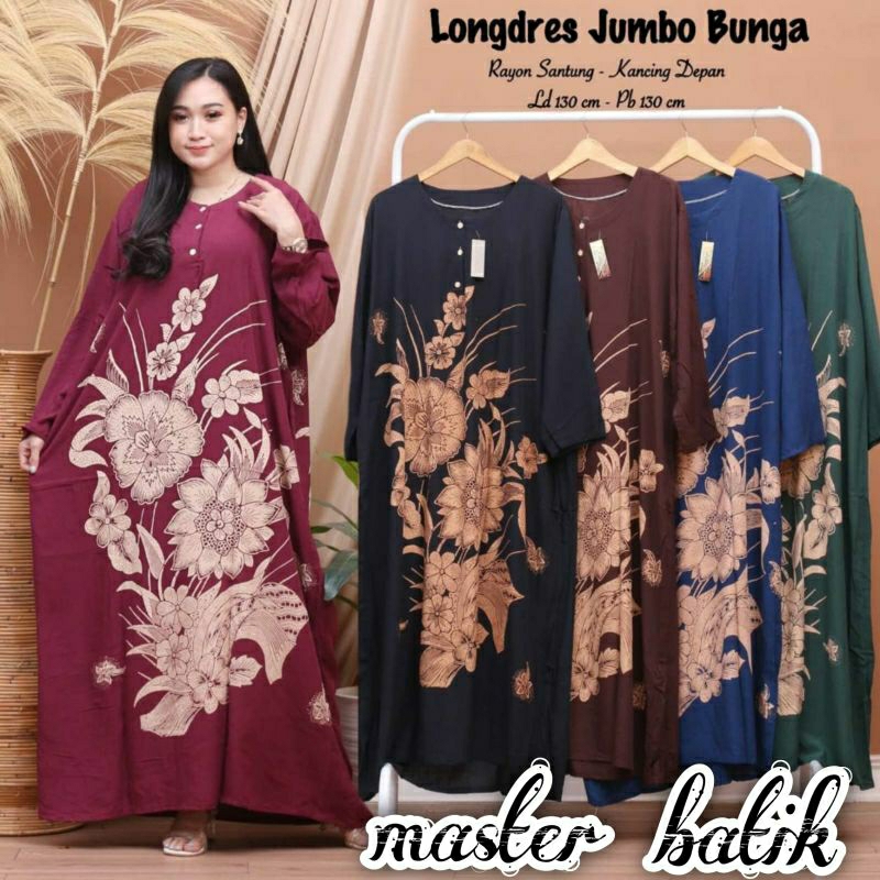 Jual Daster Jumbo Longdress Ld 120 130 Kekinian Lengan Panjang Busui ...