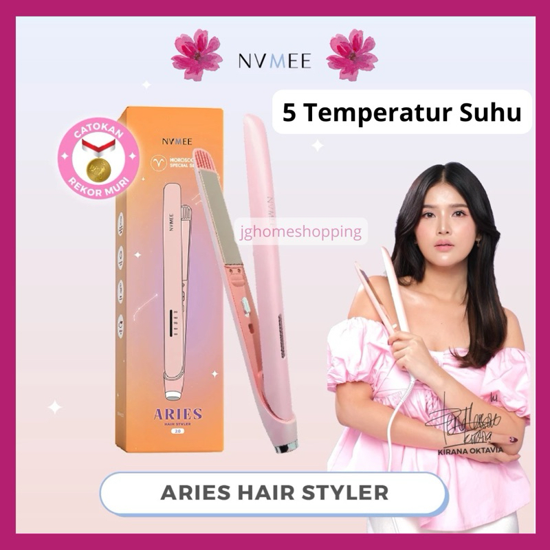 Jual NVMEE Catokan Pelurus dan Pengeriting Rambut Aries Hair Styler New ...