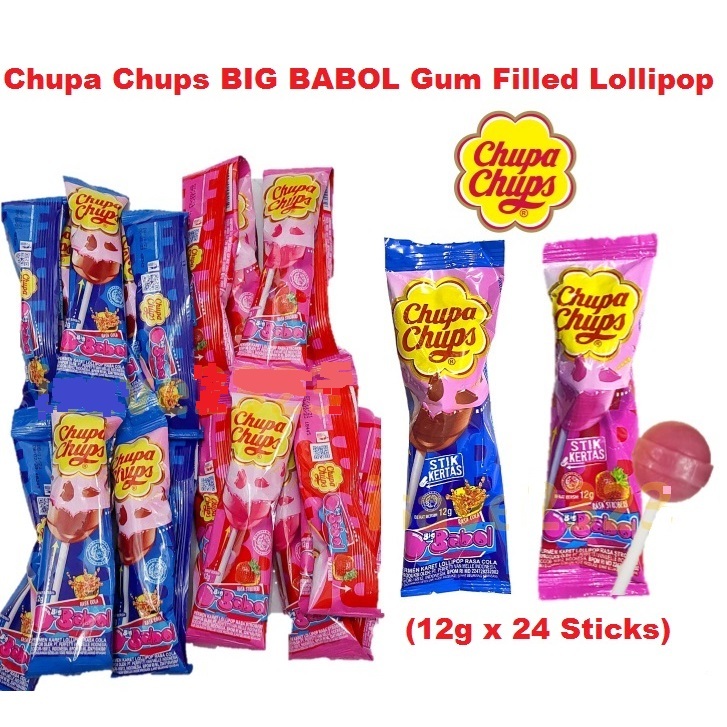 Jual Permen Karet Chupa Chups Big Babol Gum Filled Lollipop 1 Pak isi ...