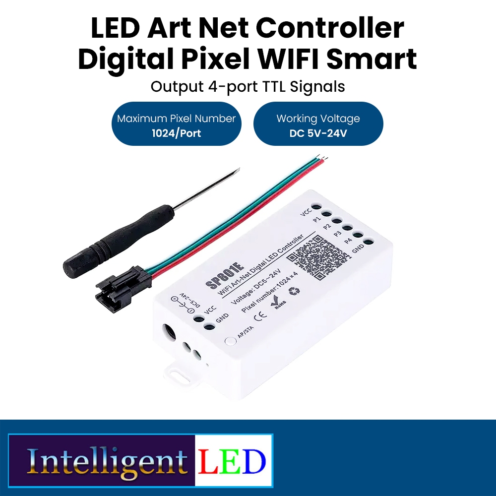 Jual SP801E DC5V-24V Art-Net LED Controller WiFi for LED Matrix Panel Module Light Strip App ...