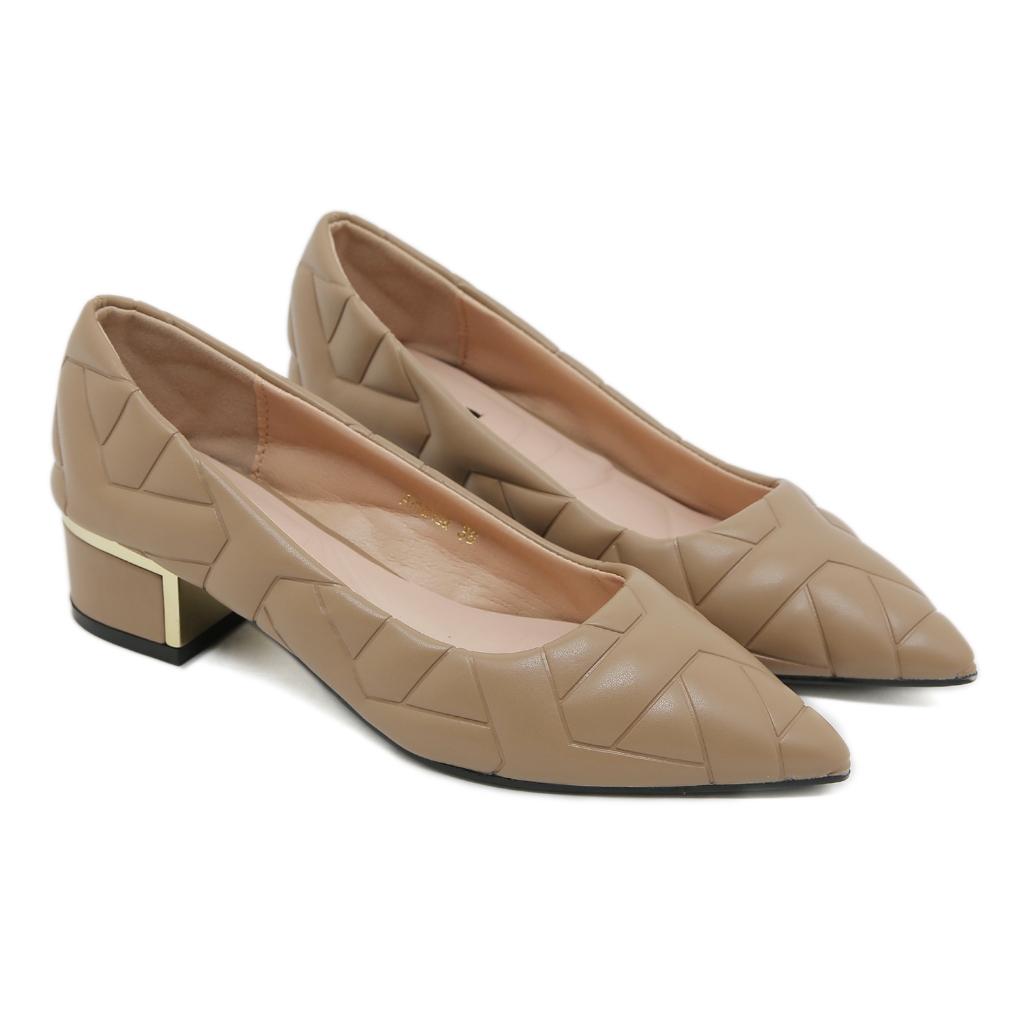 Jual Sepatu Wanita Bozka Embosed Heels 4cm Chunky YS8 Terbaru - Shoes ...