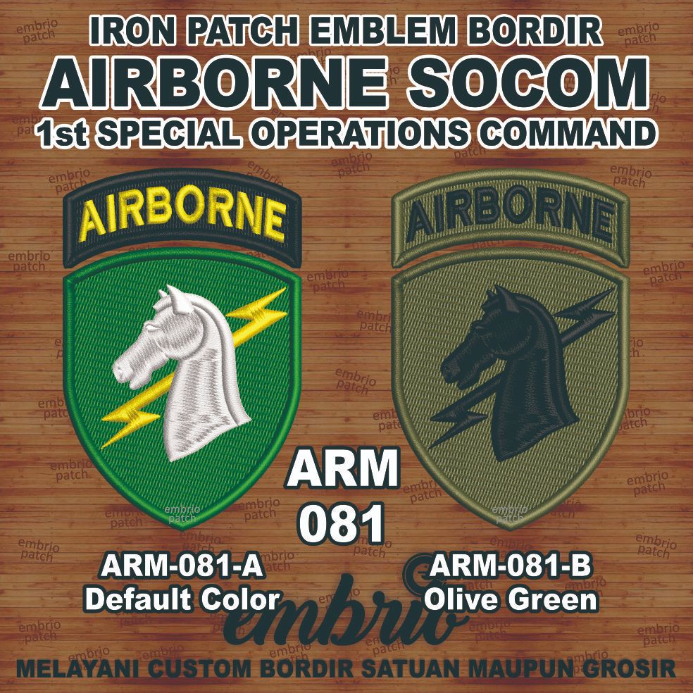 Jual ARM-081 Patch AIRBORNE SOCOM 1st SPECIAL OPERATIONS COMMAND US ...
